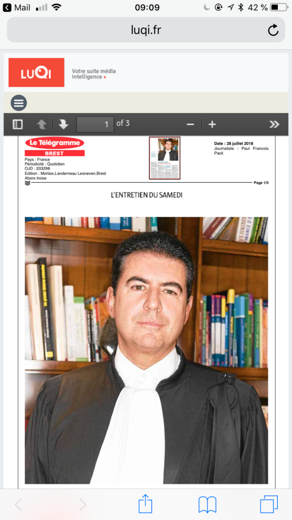 Portrait de Maître Gérald PANDELON dans Le Télégramme de Brest ...
